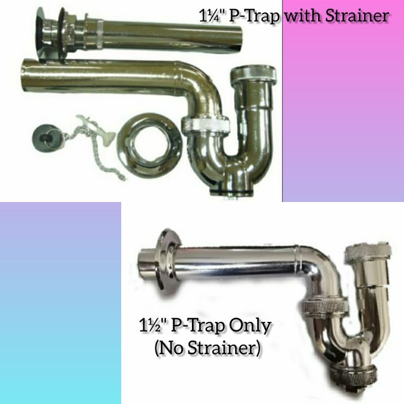 Chrome Lavatory P-Trap P Trap 1-1/4" with Strainer or 1-1/2" P-Trap for ...