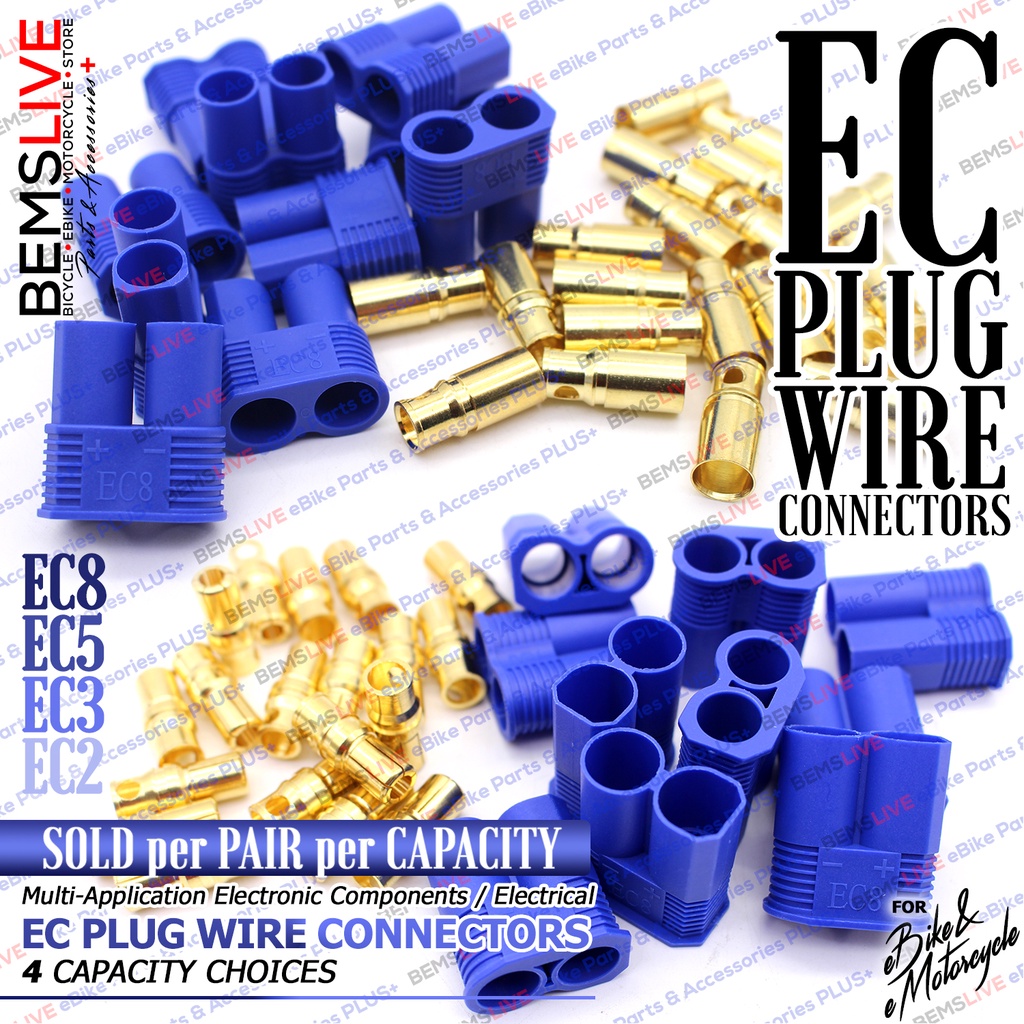 EC2 EC3 EC5 EC8 Wire Connector Socket PAIR or SET for Lithium Battery and other Applications by ...