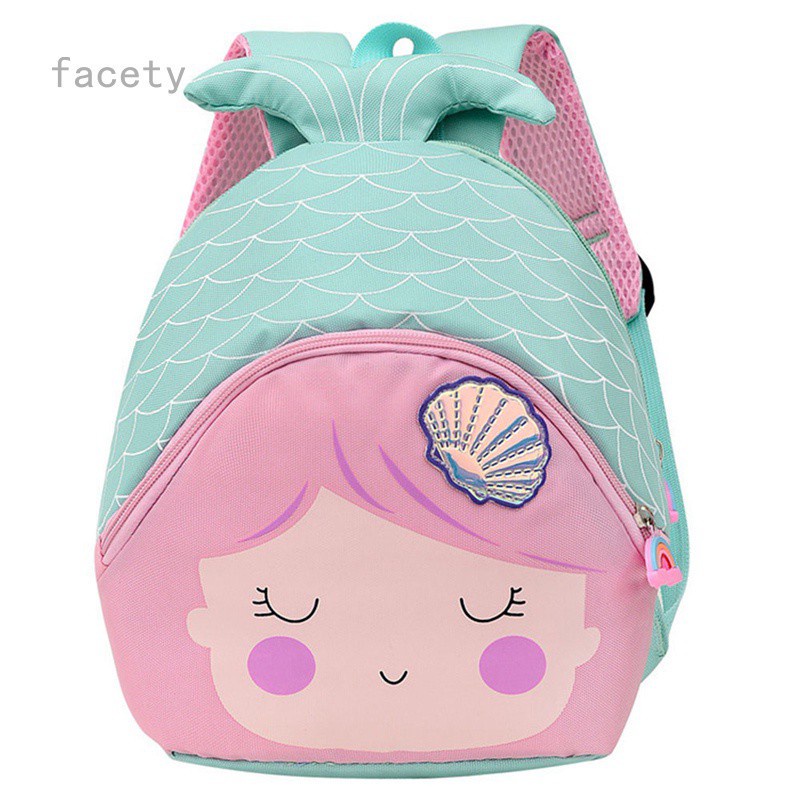 Facety Cartoon Mermaid Girl Child Backpack cute fishtail mini School ...