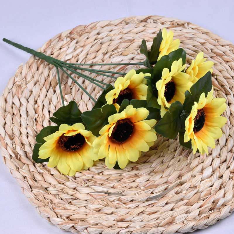 13 Heads Single Bunch of Simulation Small Sunflower Home Decoration ...