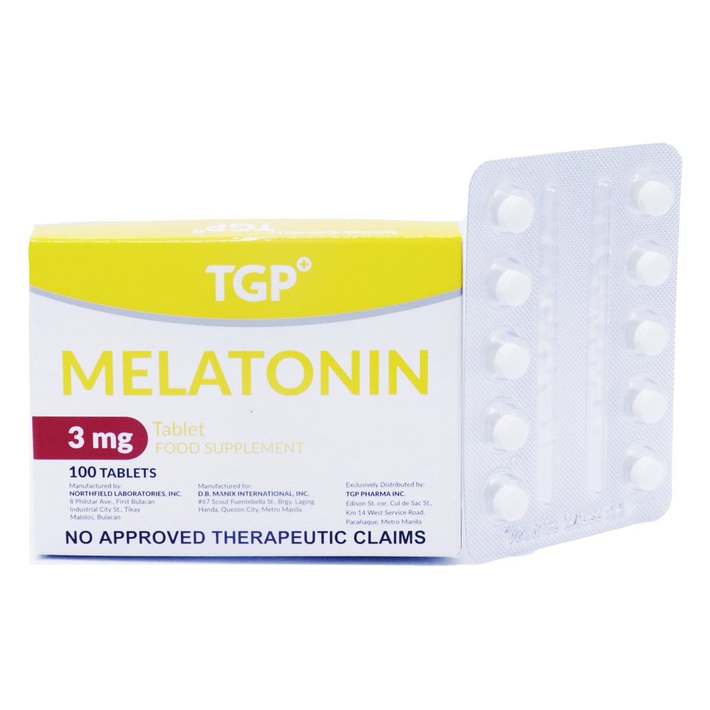 TGP Melatonin 3mg 1 Box (100 tablets) aids in sleep regulation | Shopee ...