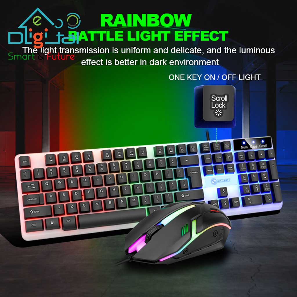 GTX350 Keyboard set Rainbow Gaming USB Wired Keyboard colorful button ...