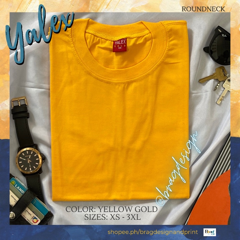 YALEX Yellow Gold | ROUNDNECK | Red Label | Plain Shirt | Shopee ...