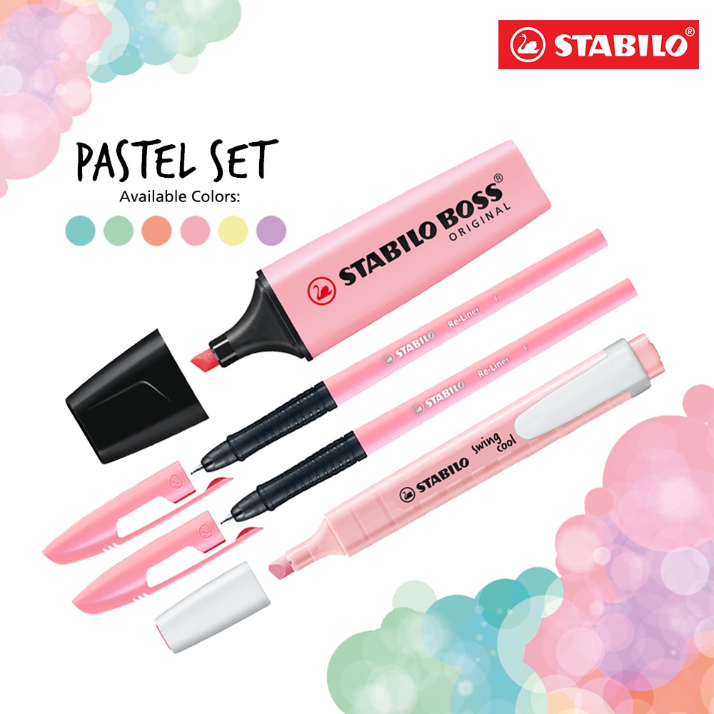STABILO Pastel Highlighter Pen Set 4pcs with BOSS, swing cool & Ballpen ...
