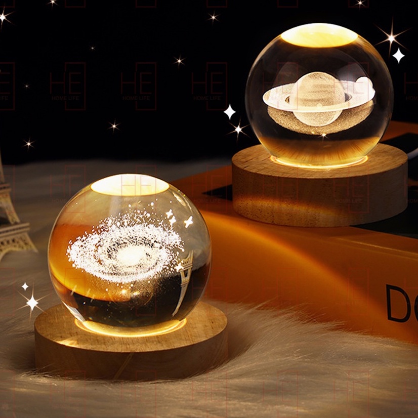 Crystal Ball Night Light Crystal Astronaut Planet Globe 3d Laser Engraved Solar System Ball