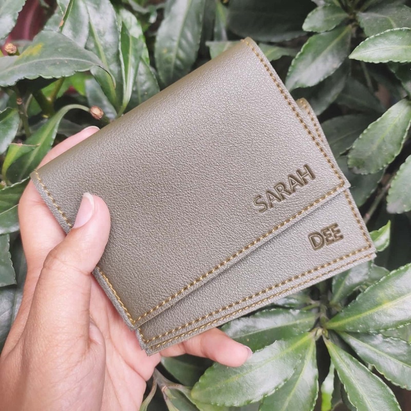 [FREE name engraving] Leather Bi-Fold Wallet #HolaCraftShop | Shopee ...