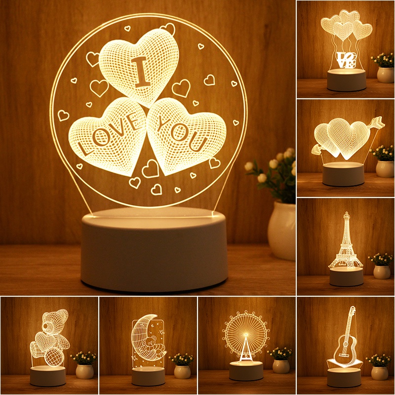 HCparty Top Selling 3D LED Night Light Bedroom Night Lamp Best Gift ...