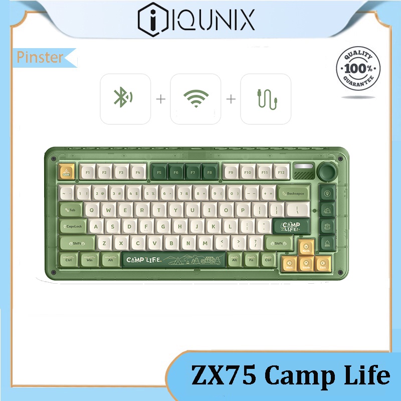 IQUNIX ZX75 Camp Life Wireless Three-Mode Mechanical Keyboard Bluetooth Gaming Gaming TTC Gold ...