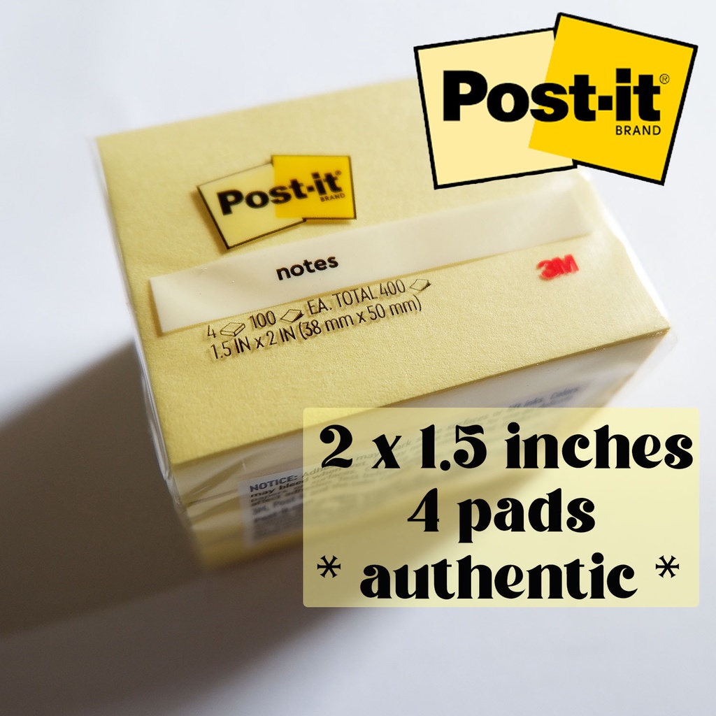 Post-it 1.5"x 2" Canary Yellow 4 Pads Sticky Notes Post-its Posit ...