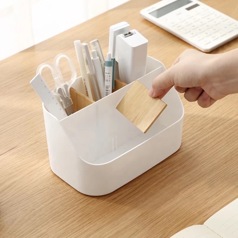 Minimalist Desk Organizer with Detachable Wooden Partition | Shopee ...