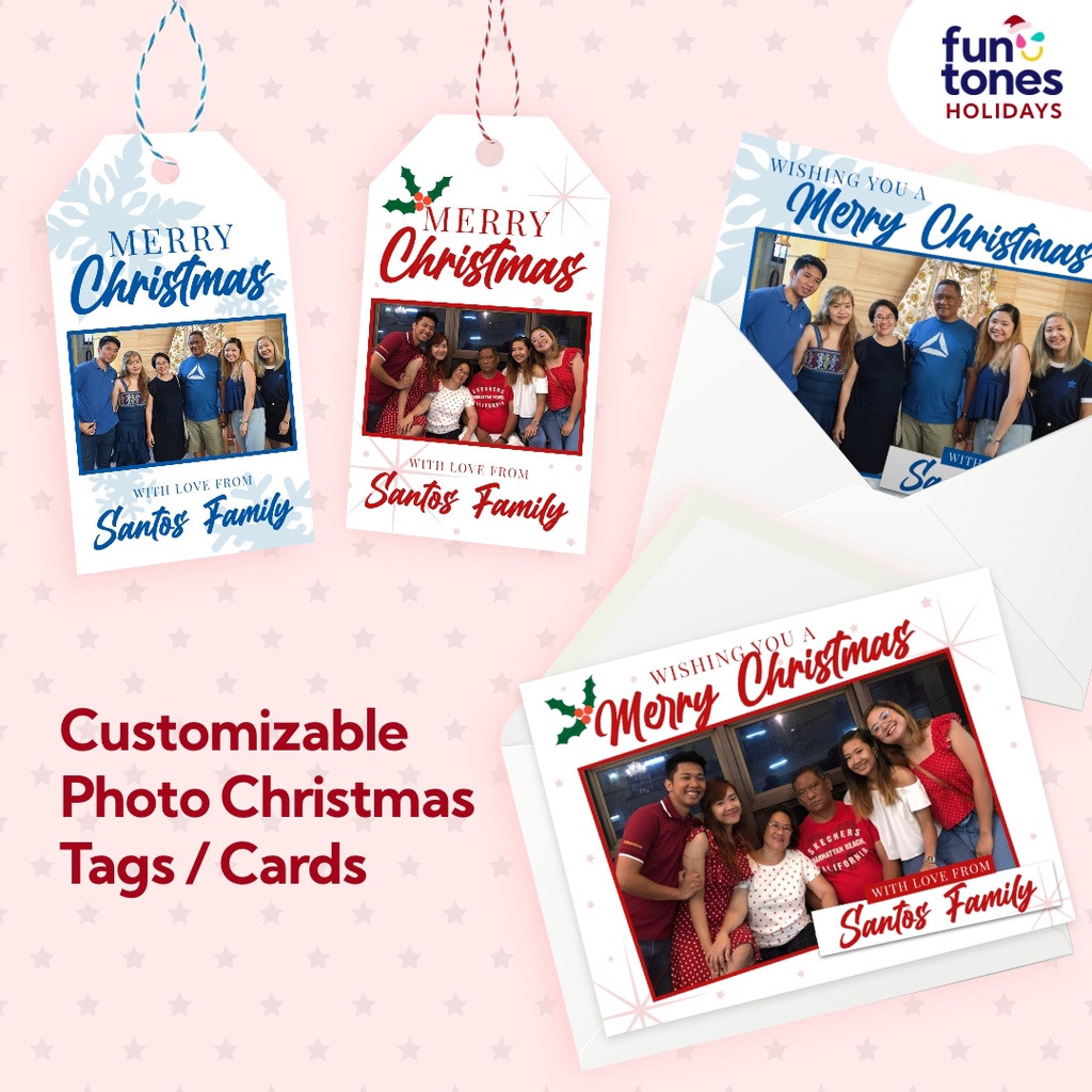 Customizable Photo Christmas Gift Hang Tags / Cards with Envelope ...
