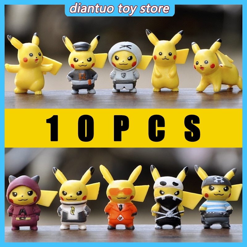 10pcs/sets 4CM Pikachu Cartoon Movie Pokemon Action Figure Mini Toys ...