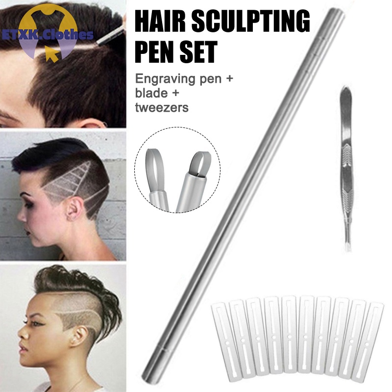 ETXK-tiktok Hair Tattoo Trim Hair Razor Pen Set For Hair Design ...