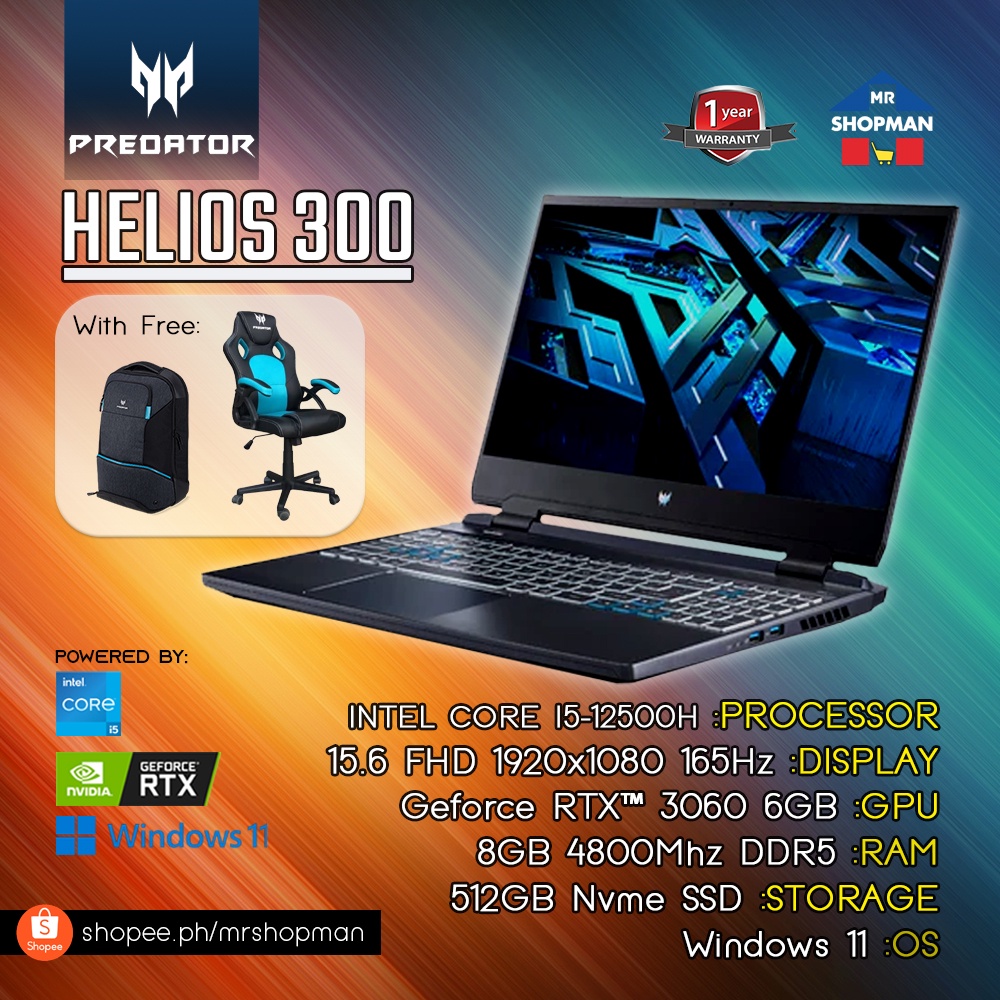 Acer Predator Helios 300 i5 12500H | RTX 3060 | 8GB RAM | 512Gb Nvme ...