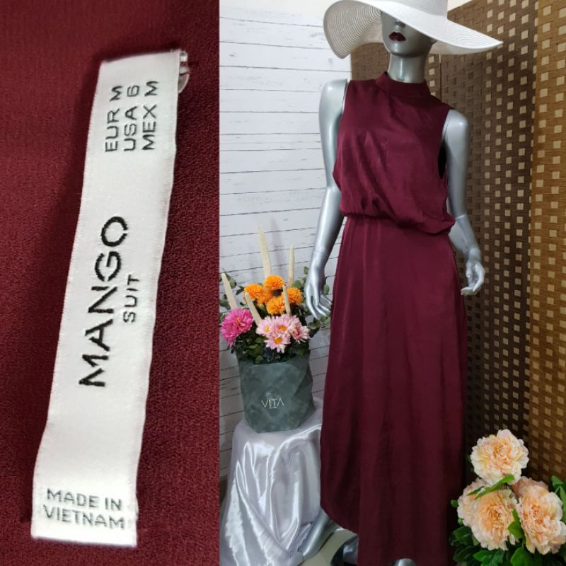 Mango Suit maroon maxi dress | Shopee Philippines