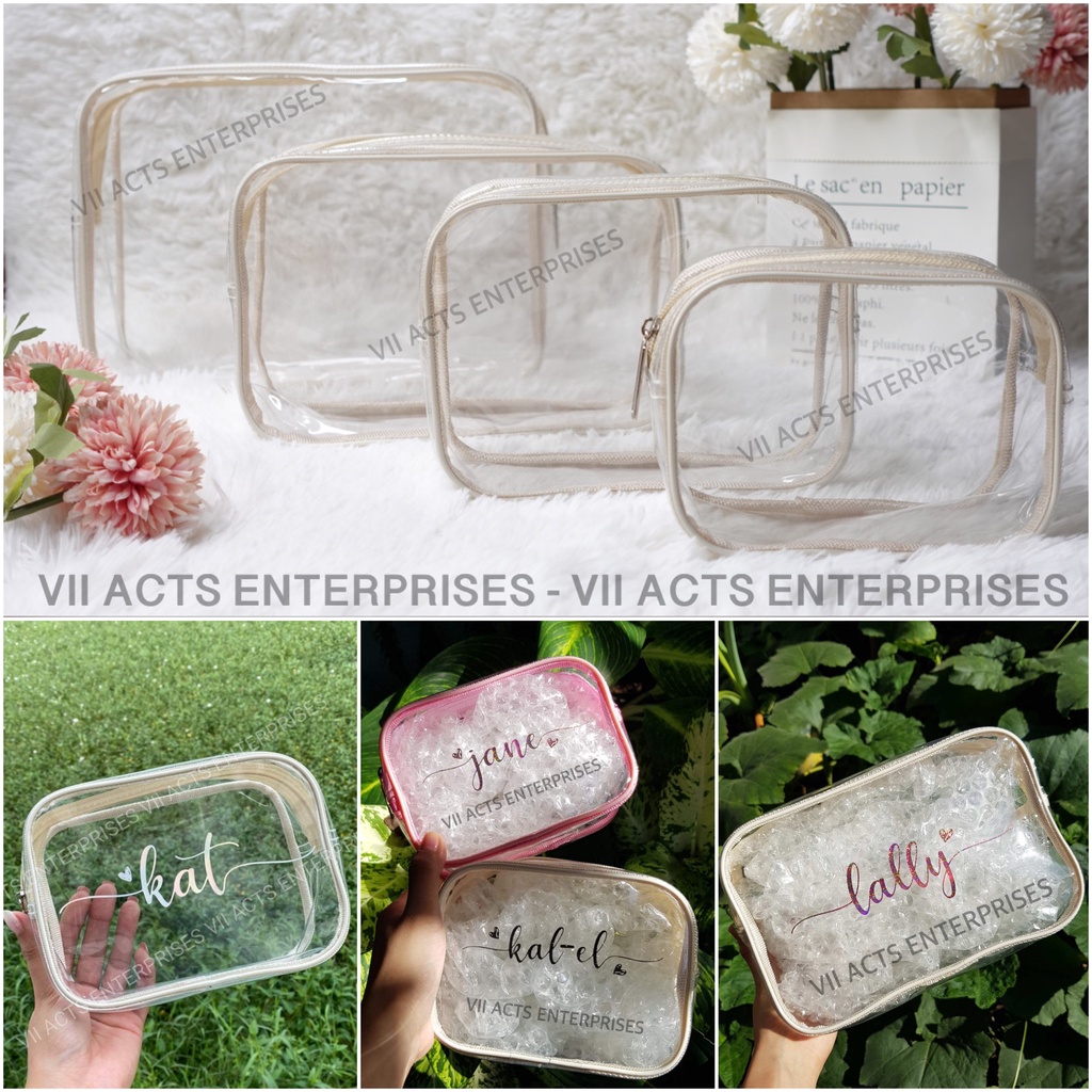 PERSONALIZED POUCH TRANSPARENT ORGANIZER MAKE UP POUCH | Shopee Philippines