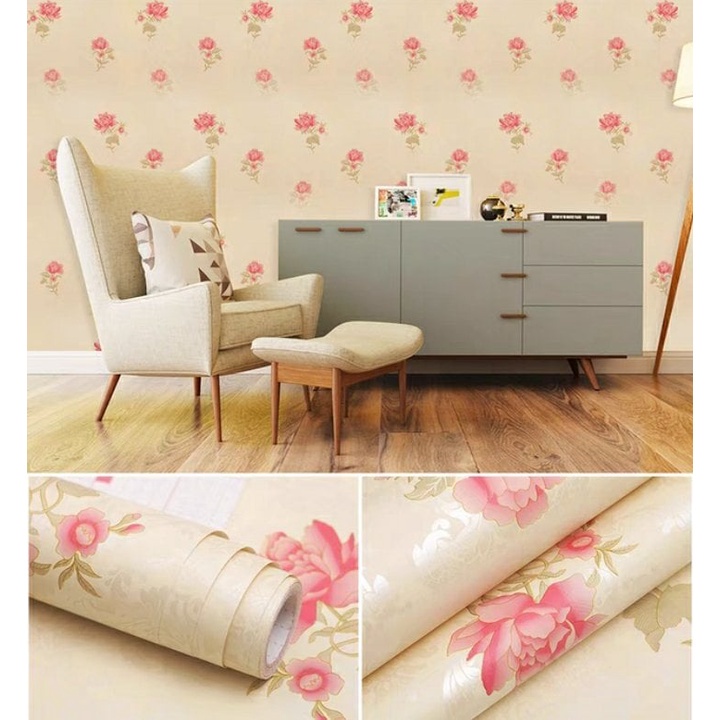 Wallpaper Self-Adhesive Floral Design PVC Waterproof Adhesive Wall ...