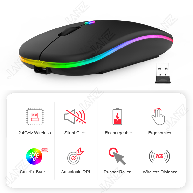 2.4GHz Wireless Mouse Adjustable PDI Optical Wireless Mice Rechargeable ...
