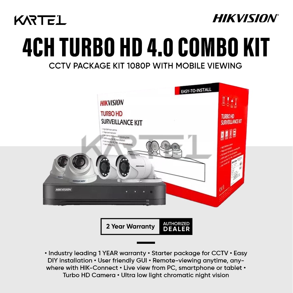 Hikvision 4CH 2MP Eco KIT CCTV Package DIY 1080p - 4 Camera | CCTV Kit ...