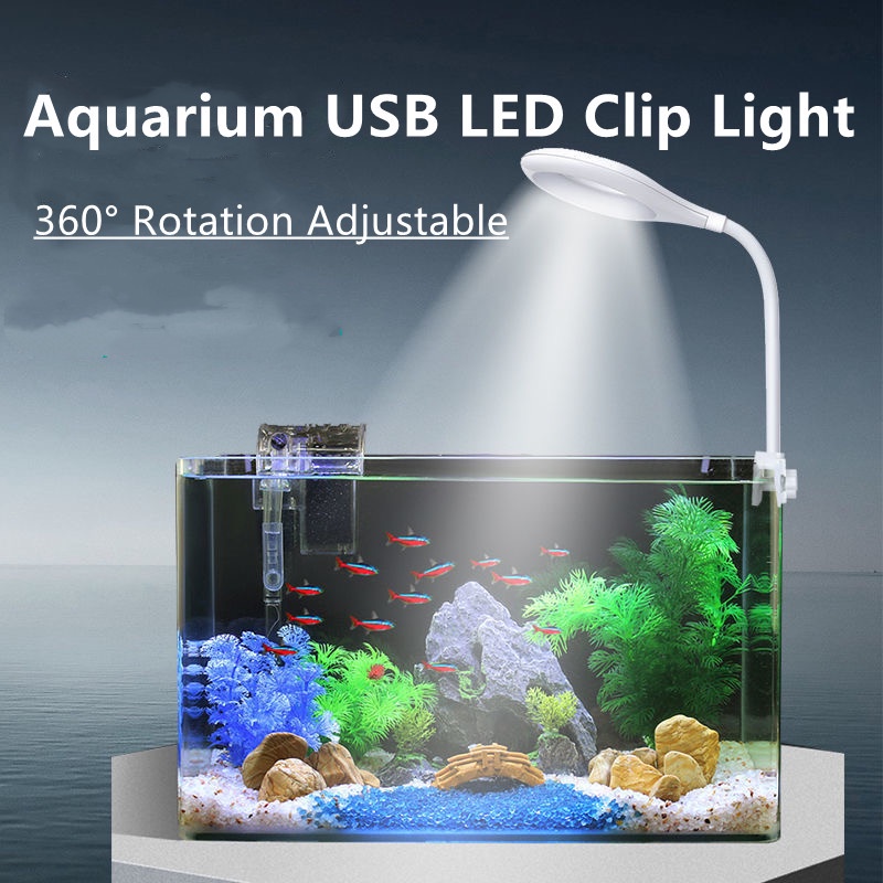 AQUARZOO Clip USB Aquarium LED Light Mini Desktop Lamp Light Flexible ...