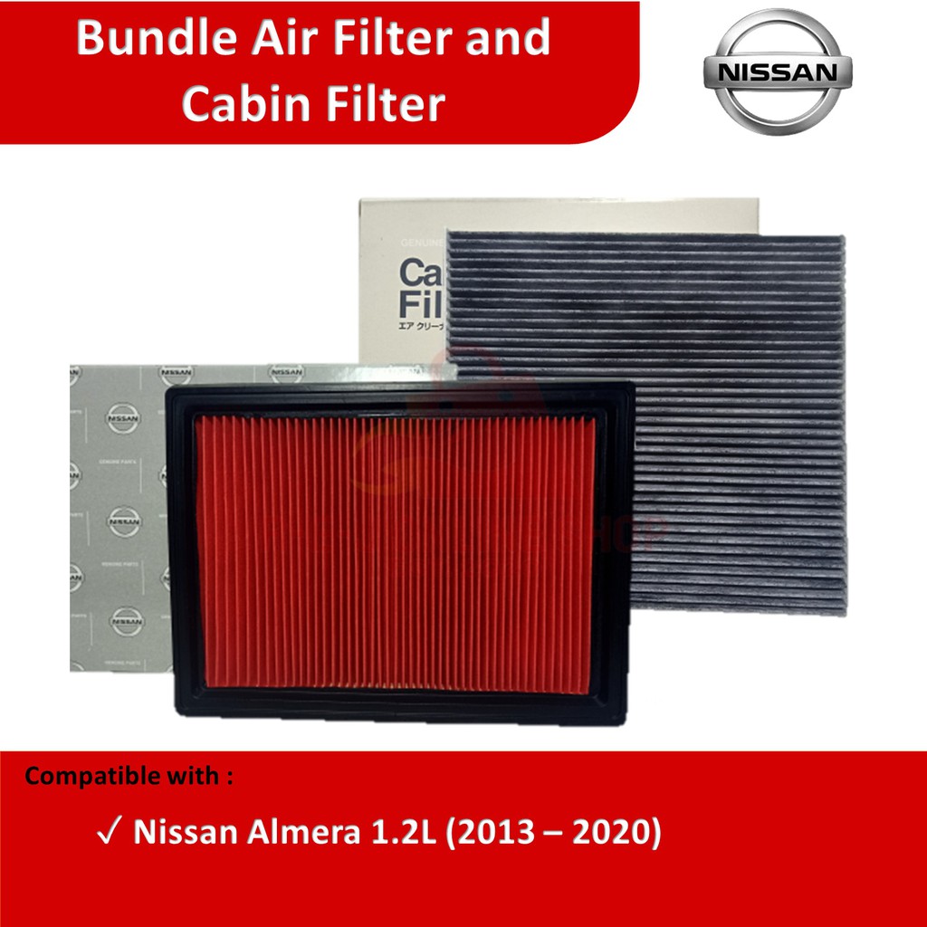 Bundle Air Filter and Charcoal Cabin Filter for Nissan Almera 1.2L ...