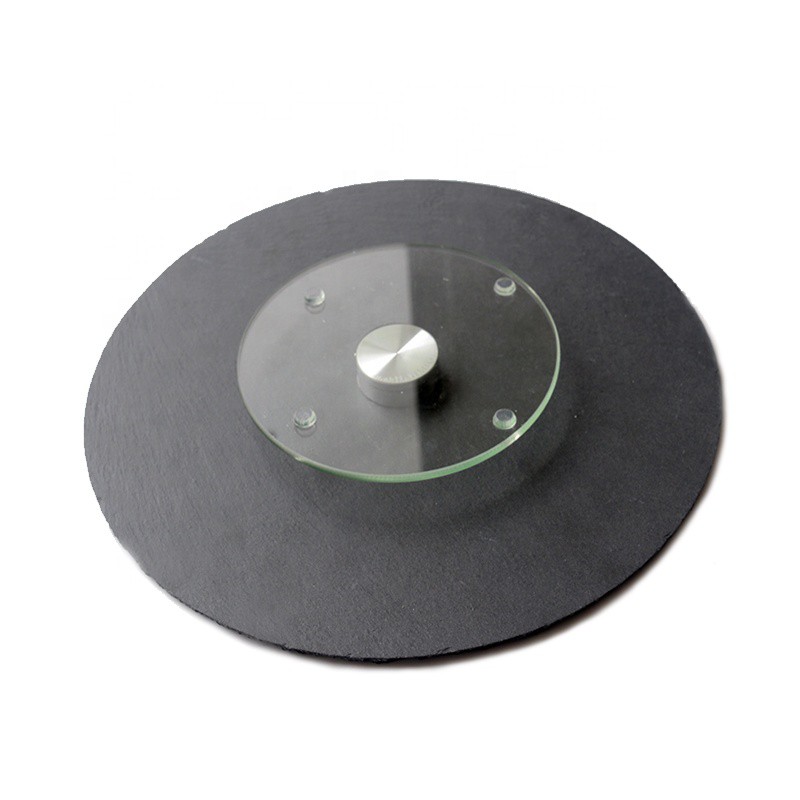 Homecharmsph 30 Cm. Handcrafted Slate Stone Lazy Susan with Natural ...