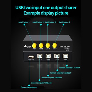 Mini 4 Ports USB Printer Scanner Sharing Share Switch Splitter Box Hub ...