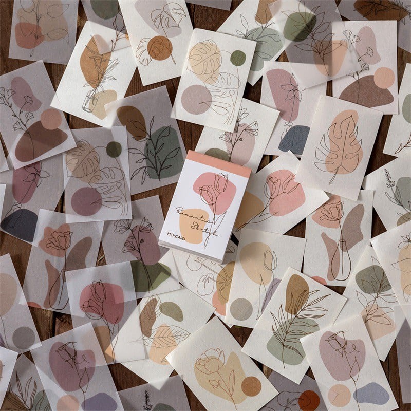 8 pcs Romantic Sketch of Flowers Aesthetic Papers | Journal Ephemera ...