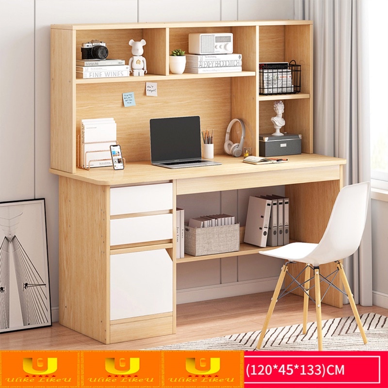 Computer desk desktop home writing simple modern small bookshelf ...