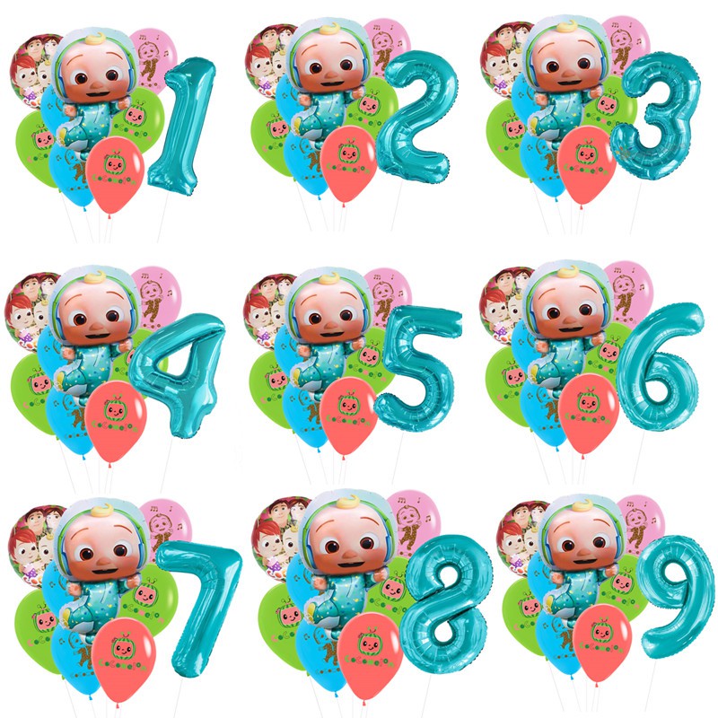 9pcs/set Cute baby Balloons Set Coco-melon Theme Party Decorations ...