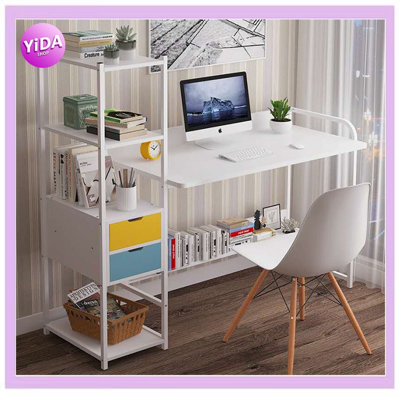 BTH Computer Desk Study home/office table furniture w/ shelves and two ...