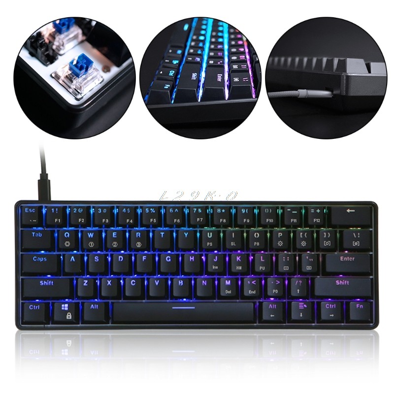 Pre-order gk61 sk61 61 key mechanical keyboard usb wired led backlit ...