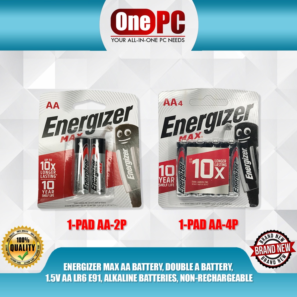 ENERGIZER MAX AA BATTERY, DOUBLE A BATTERY, 1.5V AA LR6 E91, ALKALINE BATTERIES, NON ...