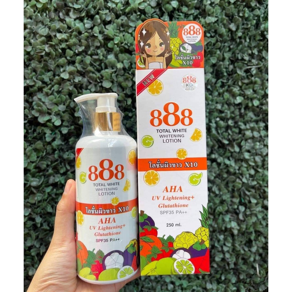 888 Total White Whitening Lotion with AHA, UV Lightening+ Glutathione ...