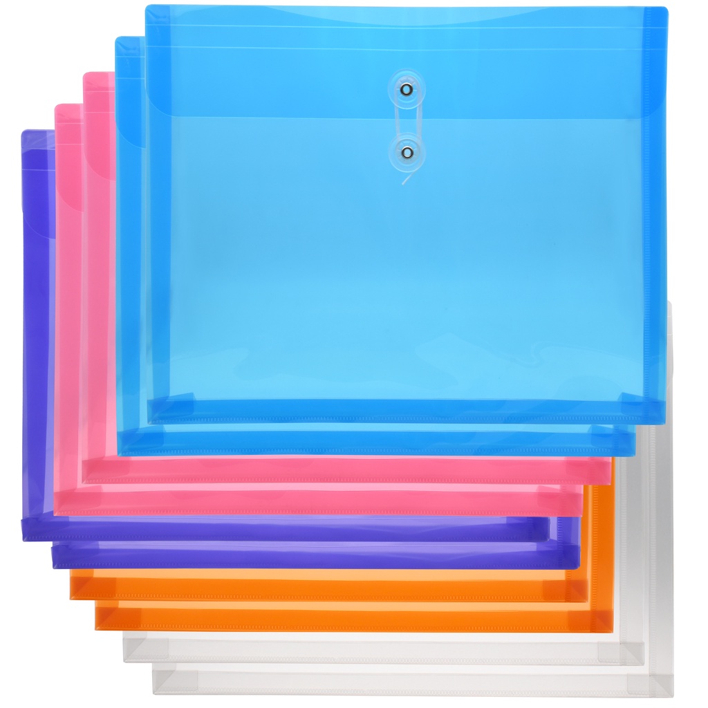 Plastic Envelopes with String Closure Clear Side Loading, 3cm Expansion ...
