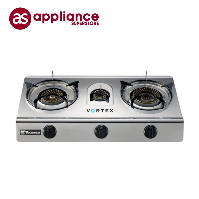 Tecnogas 3 Gas Burners Stove, Blue Flame, Vortex Brass Burners, Direct ...