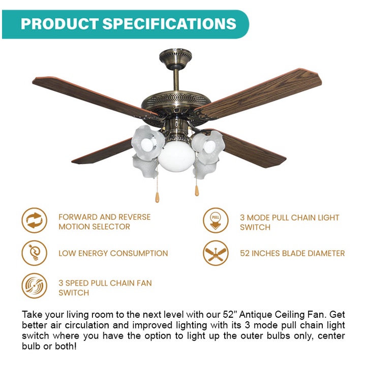 Heritage Ceiling Fan M52ul | Shelly Lighting