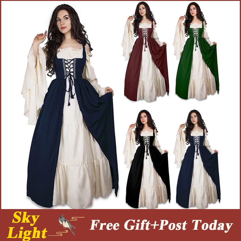 Halloween Costumes Medieval Punk Dress Cosplay Set Women Palace ...