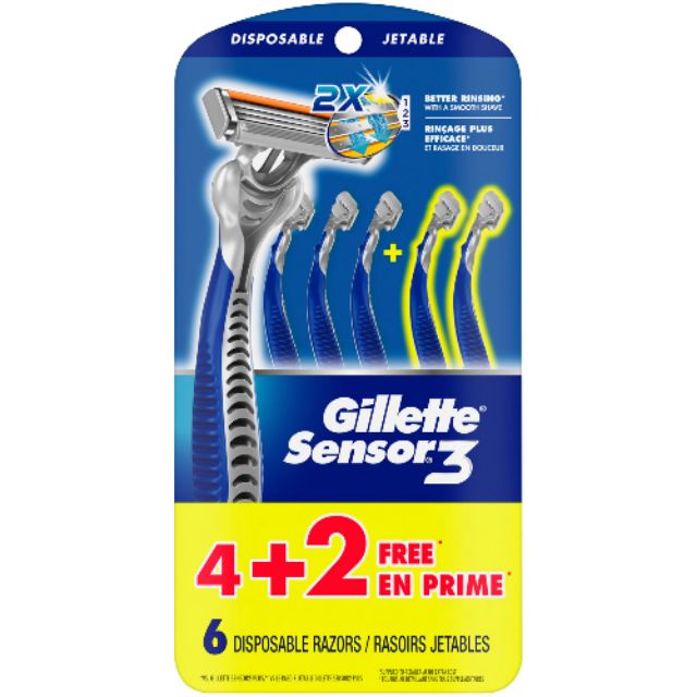 Gillette Sensor3 Men's Disposable Razors, 4 plus 2 Bonus Razors ...