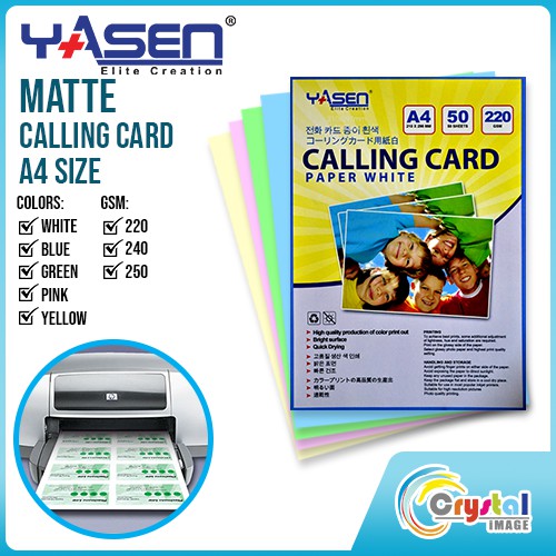 Yasen Calling Card Paper Matte A4 Size 220GSM / 240GSM / 250GSM (50 ...