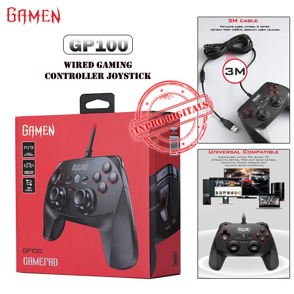 Gamen Gp100 Universal Wired Gaming Controller Gamepad With Dual ...