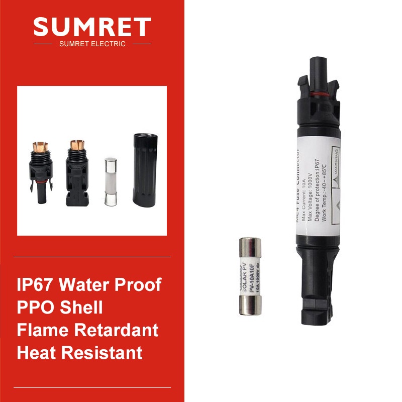 MC4 Fuse Connector 5A 10A 15A 20A 30A 1000V DC Photovoltaic solar cable IP67 Waterproof MC4 ...