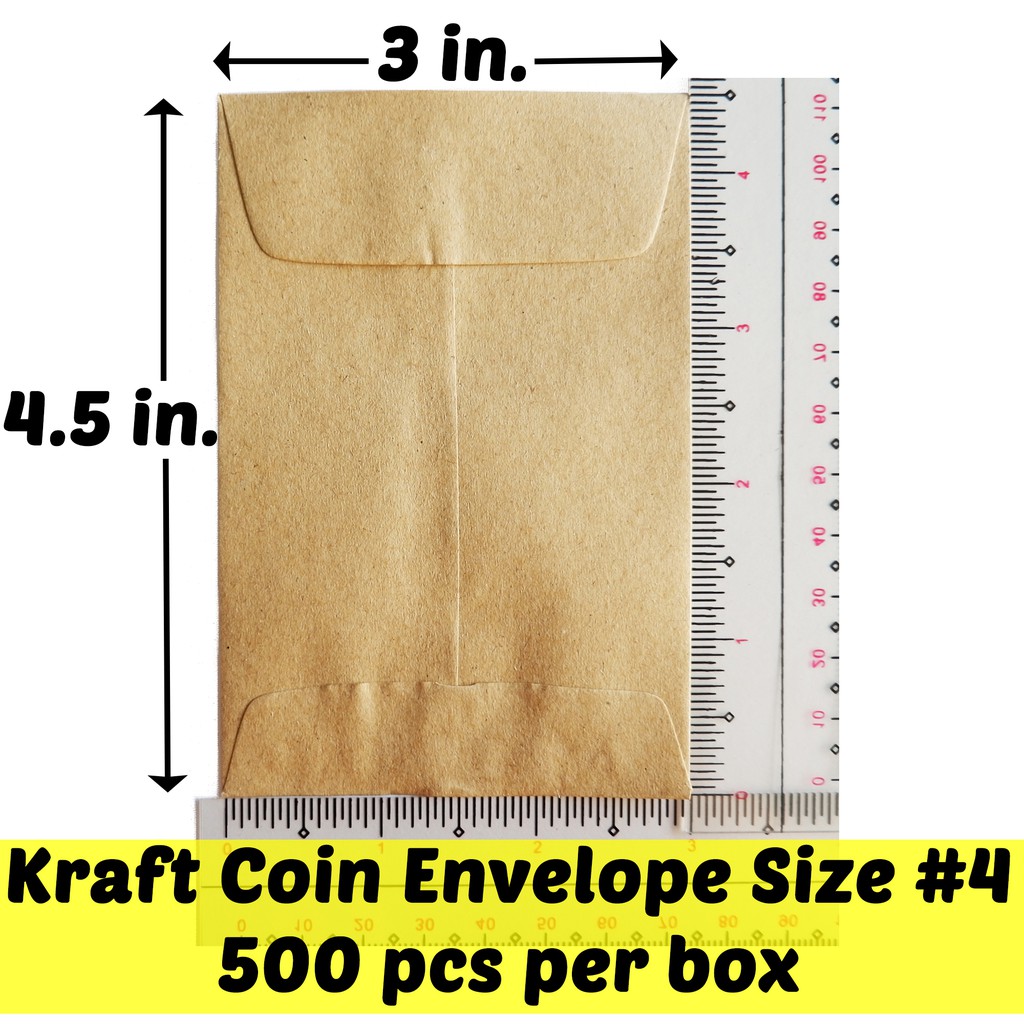 Coin Envelope 500 Pcs Size No 4 Kraft Brown 3 In X 4 5 In Shopee 