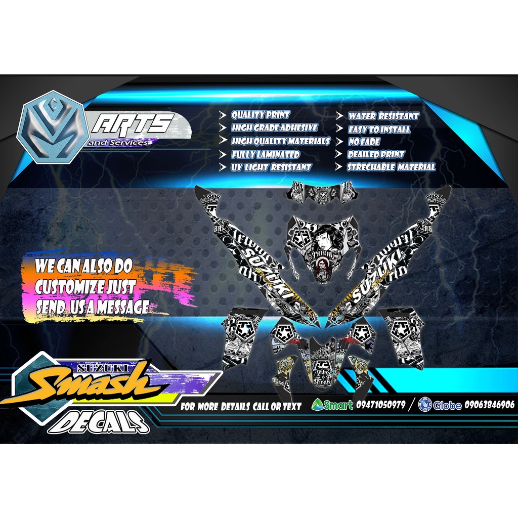 Smash 115 Decals Black and White Tribal full body | Shopee Philippines