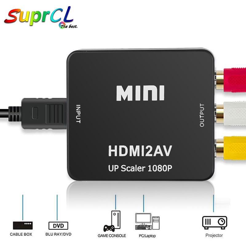 HDMI TO AV Scaler Adapter HD Video Composite Converter Box HD to RCA AV ...