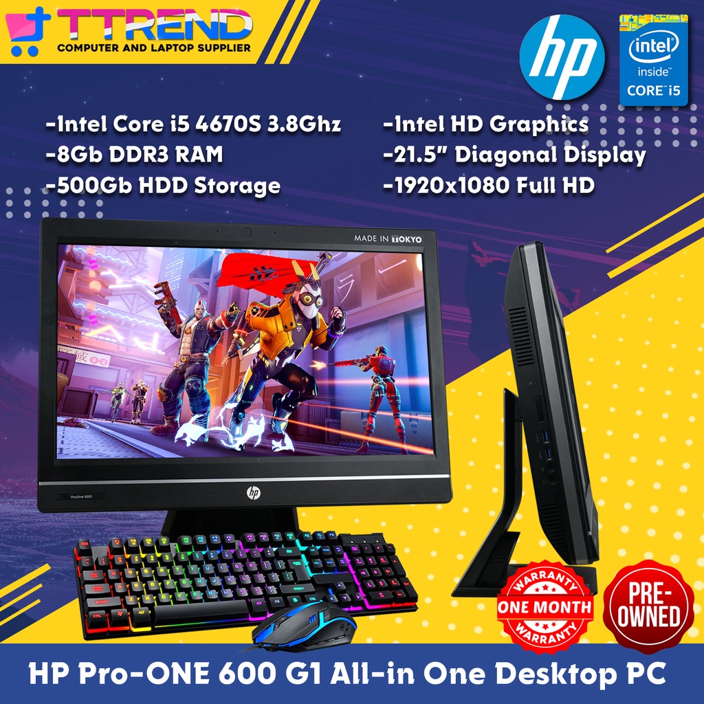 HP Pro-One 600 G1 All-in-One Desktop Computer Business PC Intel Core i5 ...