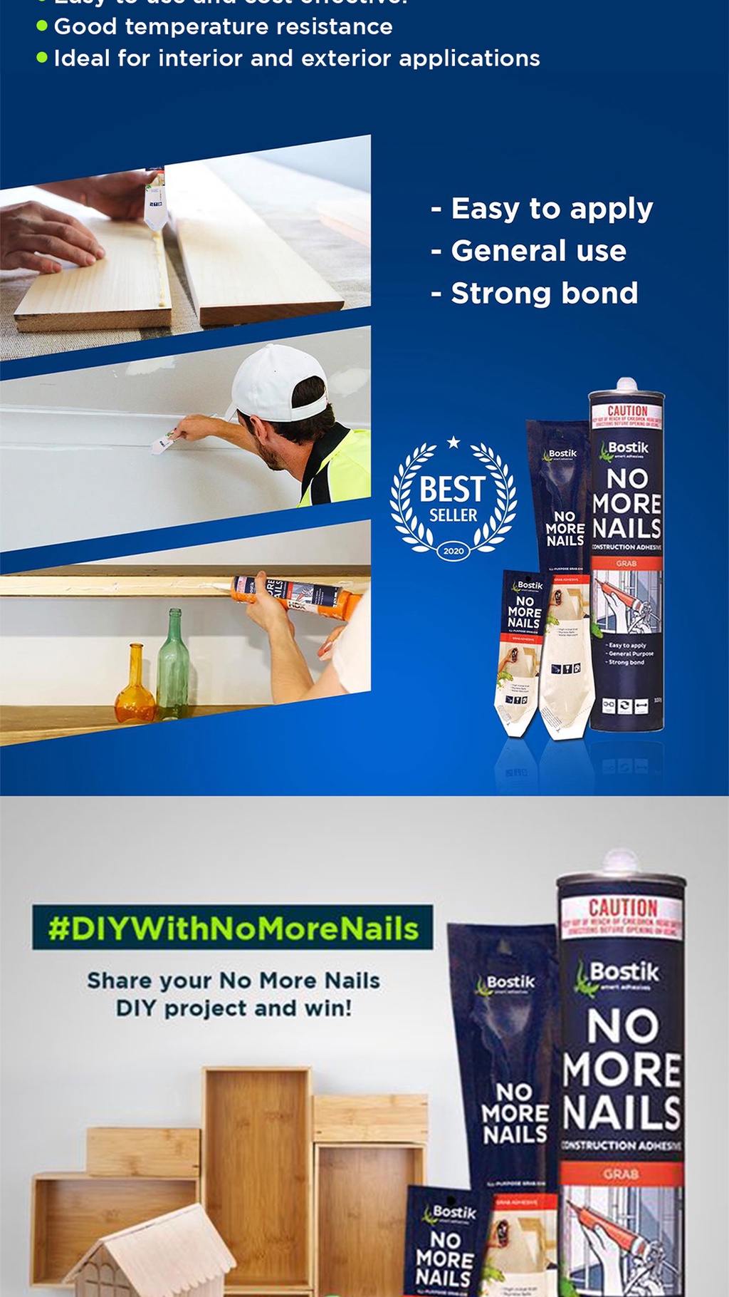 Bostik No More Nails Multi-Purpose Construction Adhesive 300g | Shopee ...