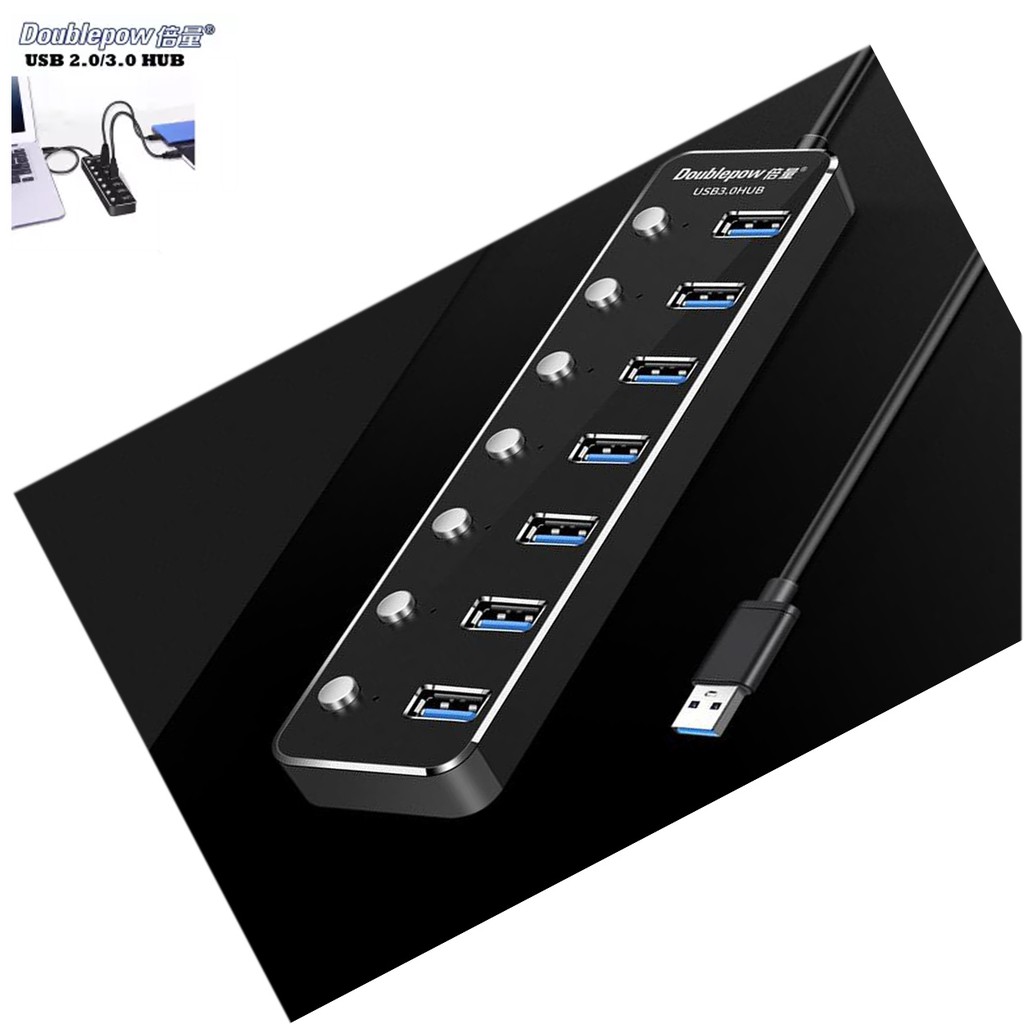 USB 3.0 Hub with Individual Power Switches and LEDs 7 USB Hub, USB Hub ...