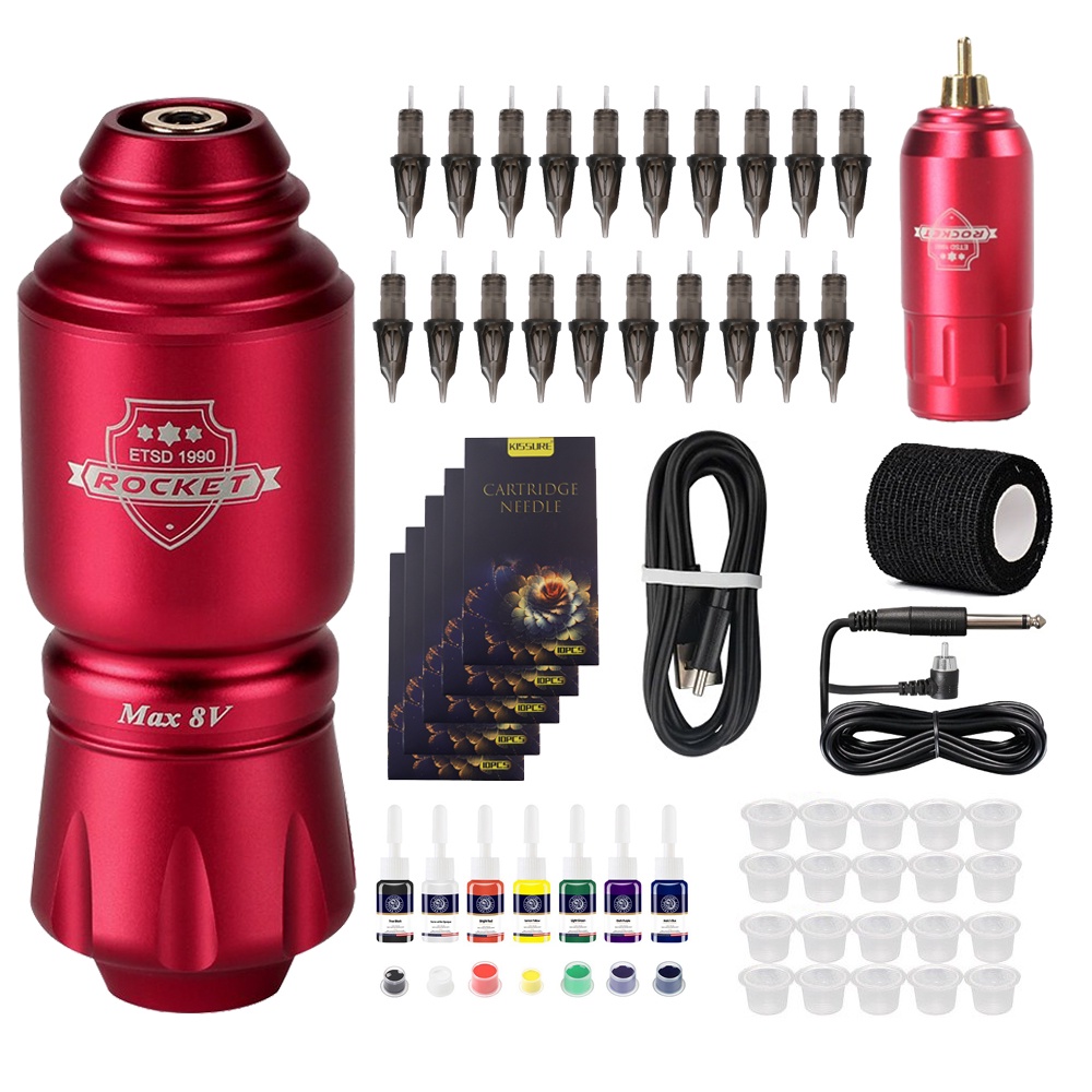 Professional Mini Rocket Pen Tattoo Set with WirelessTattoo Power ...
