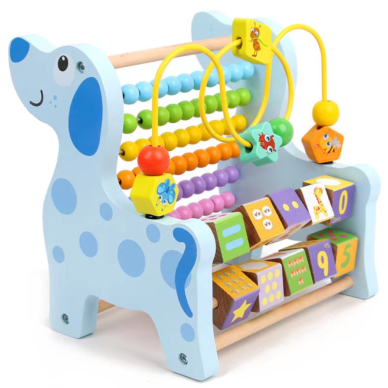 Wooden educational puppy counting stand and bead maze multifunctional ...